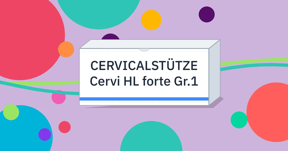 Symbolbild: Packung mit der Aufschrift CERVICALSTÜTZE Cervi HL forte Gr.1 (PZN 01355745) – Verfügbarkeit und Bezug in Apotheken in Frankfurt am Main