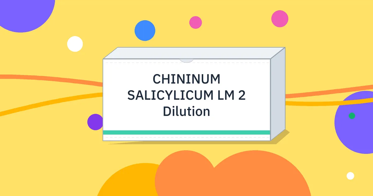 Symbolbild: Packung mit der Aufschrift CHININUM SALICYLICUM LM 2 Dilution (PZN 12815486) – Verfügbarkeit und Bezug in Apotheken in Frankfurt am Main