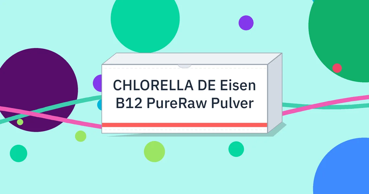 Symbolbild: Packung mit der Aufschrift CHLORELLA DE Eisen B12 PureRaw Pulver (PZN 16805817) – Verfügbarkeit und Bezug in Apotheken in Frankfurt am Main