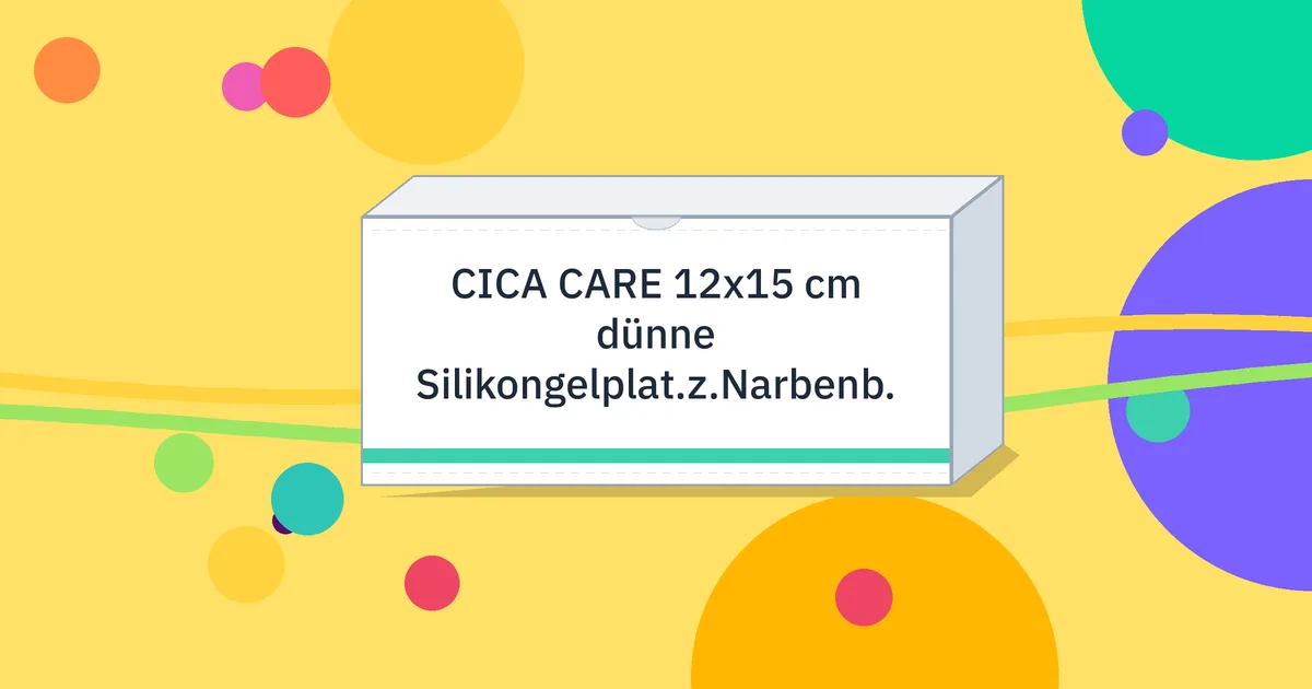 Symbolbild: Packung mit der Aufschrift CICA CARE 12x15 cm dünne Silikongelplat.z.Narbenb. (PZN 13923568) – Verfügbarkeit und Bezug in Apotheken in Frankfurt am Main