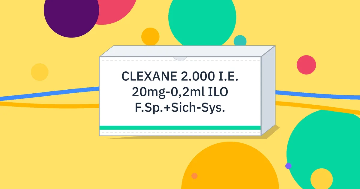 Symbolbild: Packung mit der Aufschrift CLEXANE 2.000 I.E. 20mg-0,2ml ILO F.Sp.+Sich-Sys. (PZN 12584319) – Verfügbarkeit und Bezug in Apotheken in Frankfurt am Main