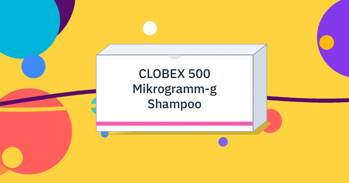 Symbolbild: Packung mit der Aufschrift CLOBEX 500 Mikrogramm-g Shampoo (PZN 15435703) – Verfügbarkeit und Bezug in Apotheken in Frankfurt am Main