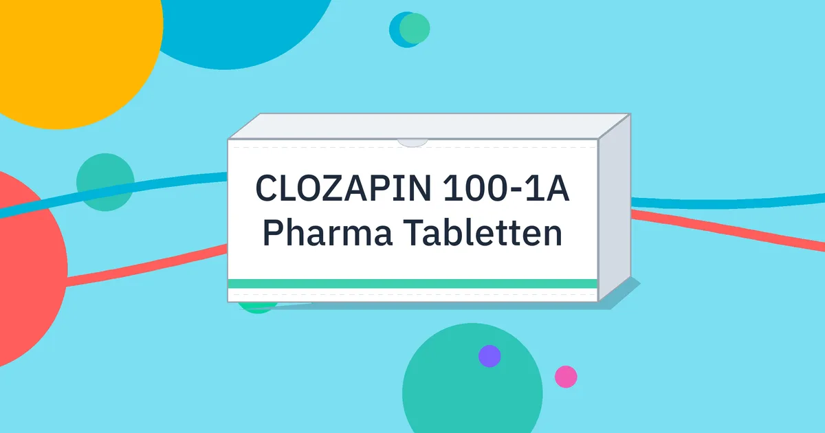 Symbolbild: Packung mit der Aufschrift CLOZAPIN 100-1A Pharma Tabletten (PZN 01664096) – Verfügbarkeit und Bezug in Apotheken in Frankfurt am Main
