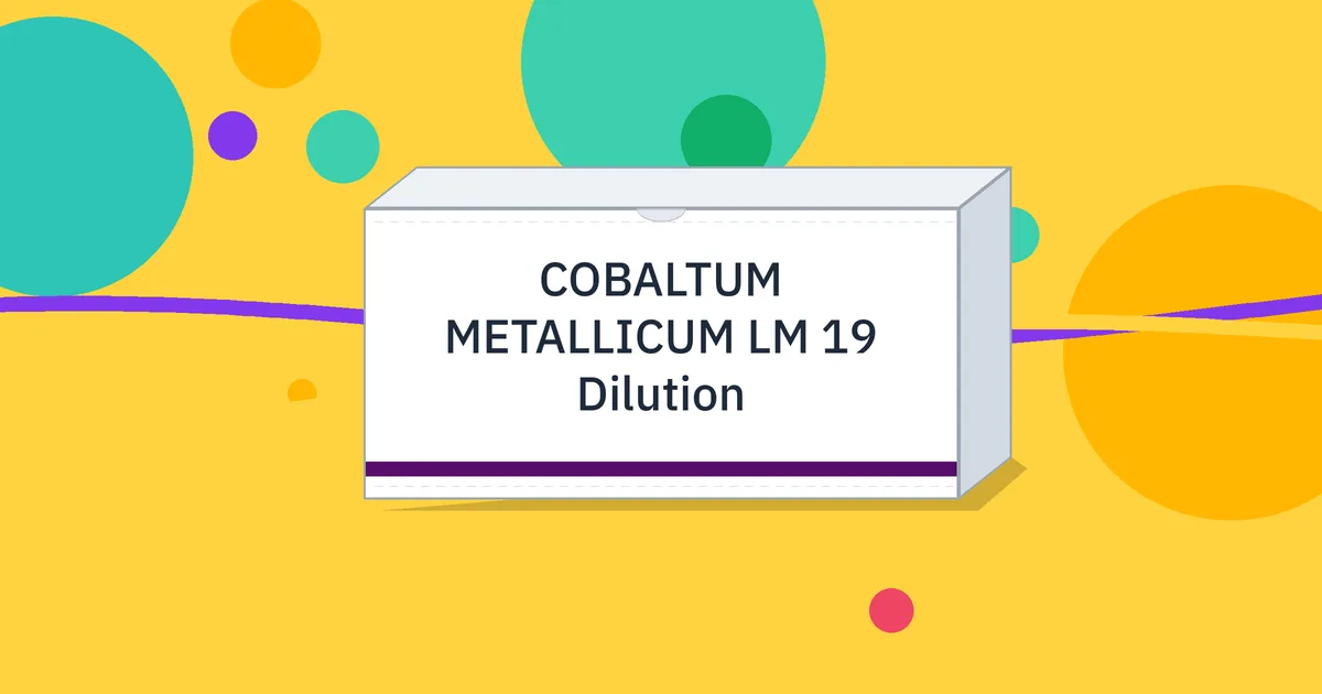 Symbolbild: Packung mit der Aufschrift COBALTUM METALLICUM LM 19 Dilution (PZN 12823209) – Verfügbarkeit und Bezug in Apotheken in Frankfurt am Main
