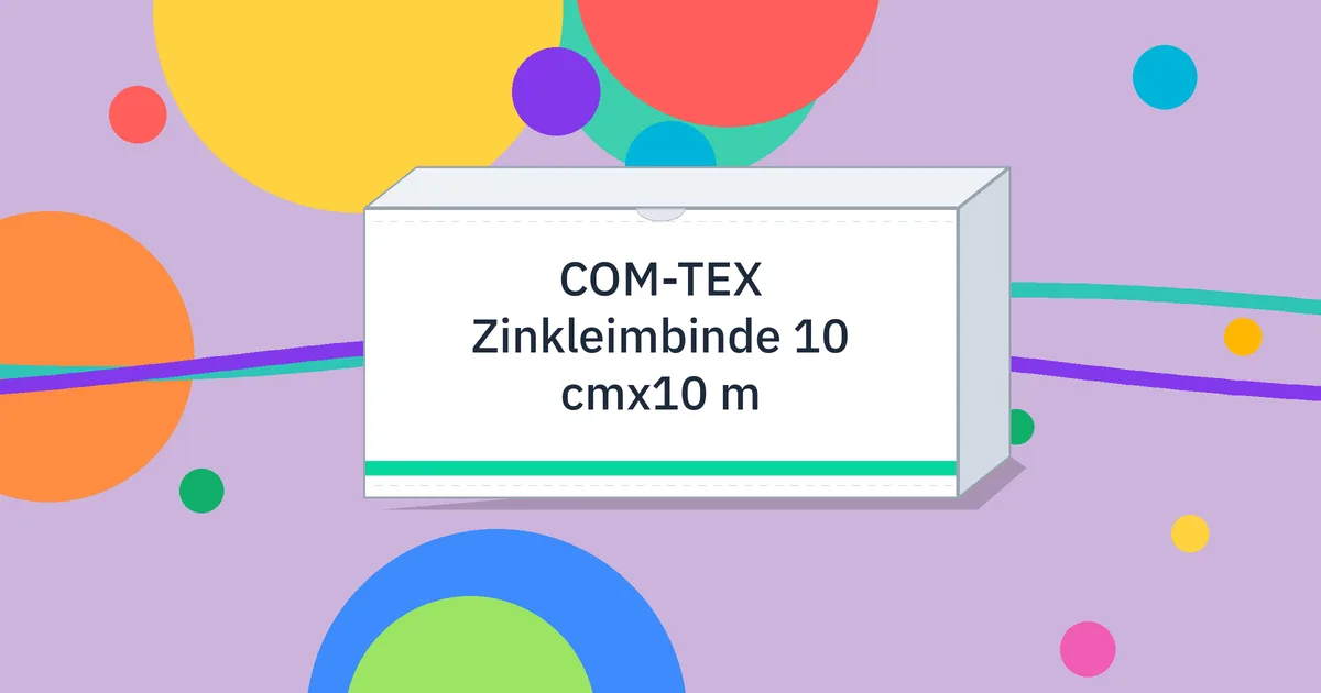 Symbolbild: Packung mit der Aufschrift COM-TEX Zinkleimbinde 10 cmx10 m (PZN 19113480) – Verfügbarkeit und Bezug in Apotheken in Frankfurt am Main