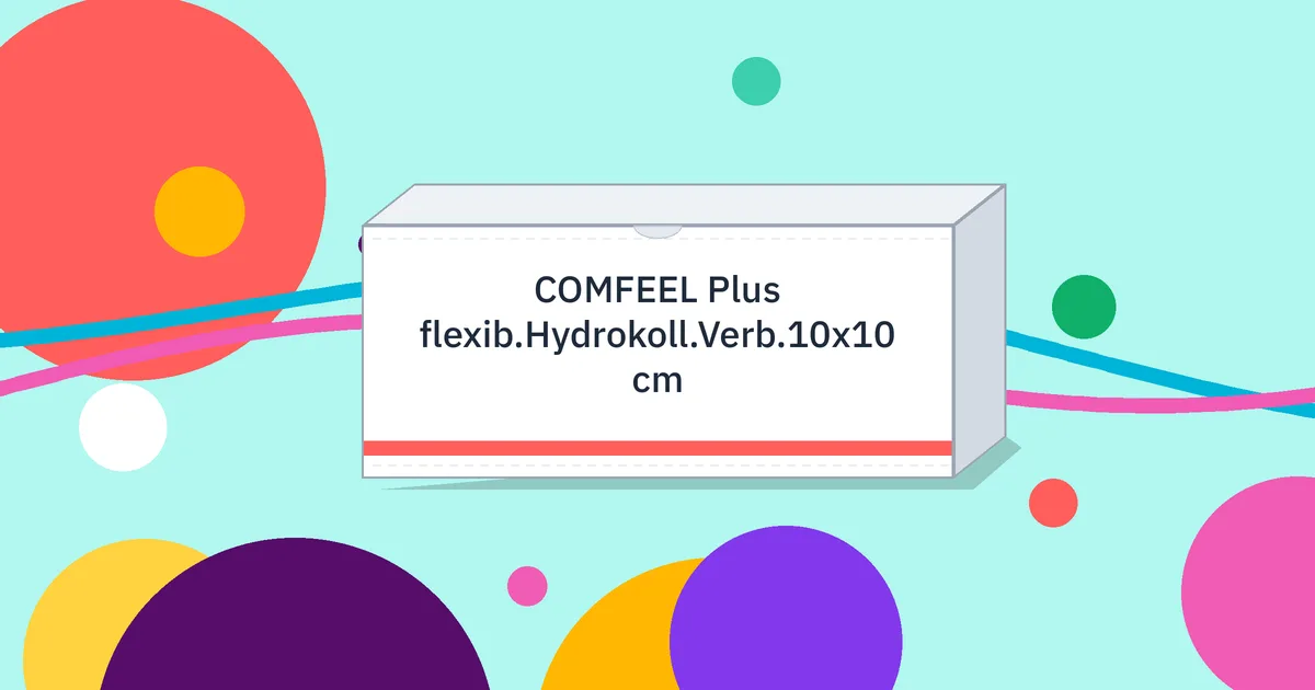 Symbolbild: Packung mit der Aufschrift COMFEEL Plus flexib.Hydrokoll.Verb.10x10 cm (PZN 18123306) – Verfügbarkeit und Bezug in Apotheken in Frankfurt am Main