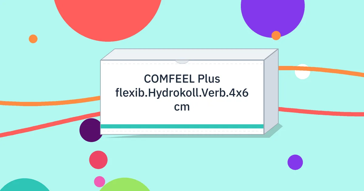Symbolbild: Packung mit der Aufschrift COMFEEL Plus flexib.Hydrokoll.Verb.4x6 cm (PZN 13504943) – Verfügbarkeit und Bezug in Apotheken in Frankfurt am Main