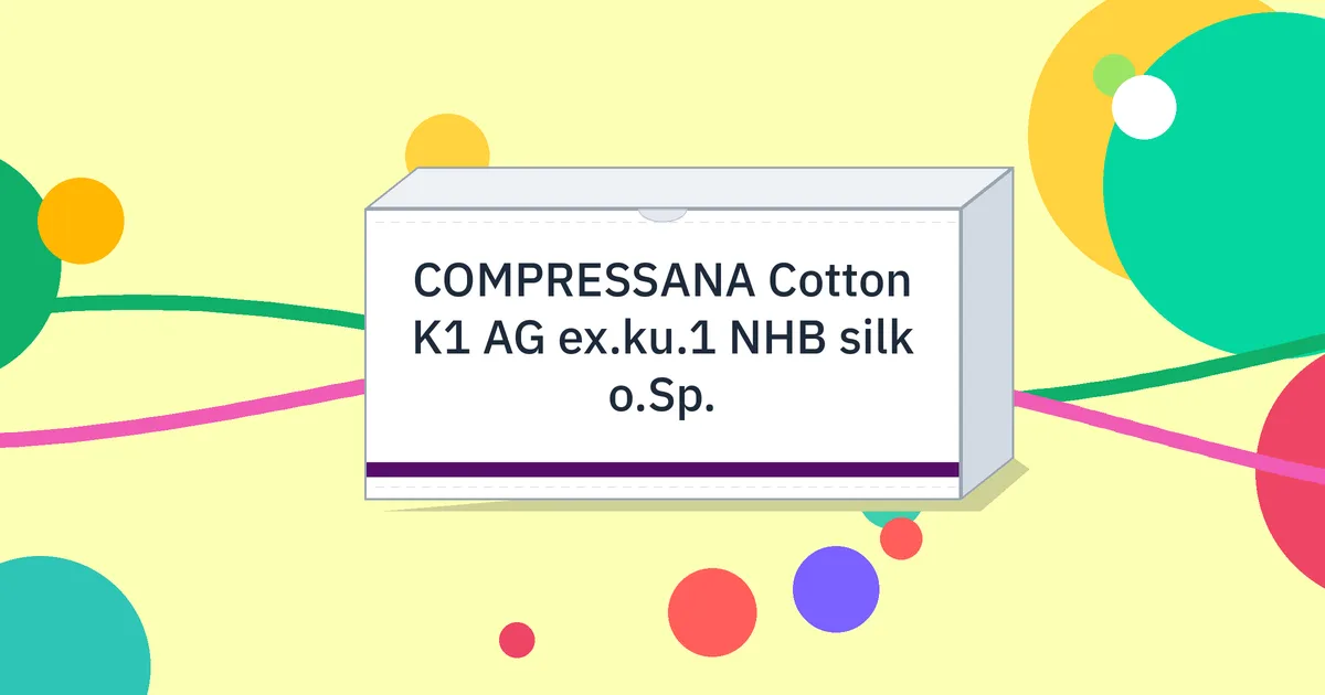 Symbolbild: Packung mit der Aufschrift COMPRESSANA Cotton K1 AG ex.ku.1 NHB silk o.Sp. (PZN 11395007) – Verfügbarkeit und Bezug in Apotheken in Frankfurt am Main