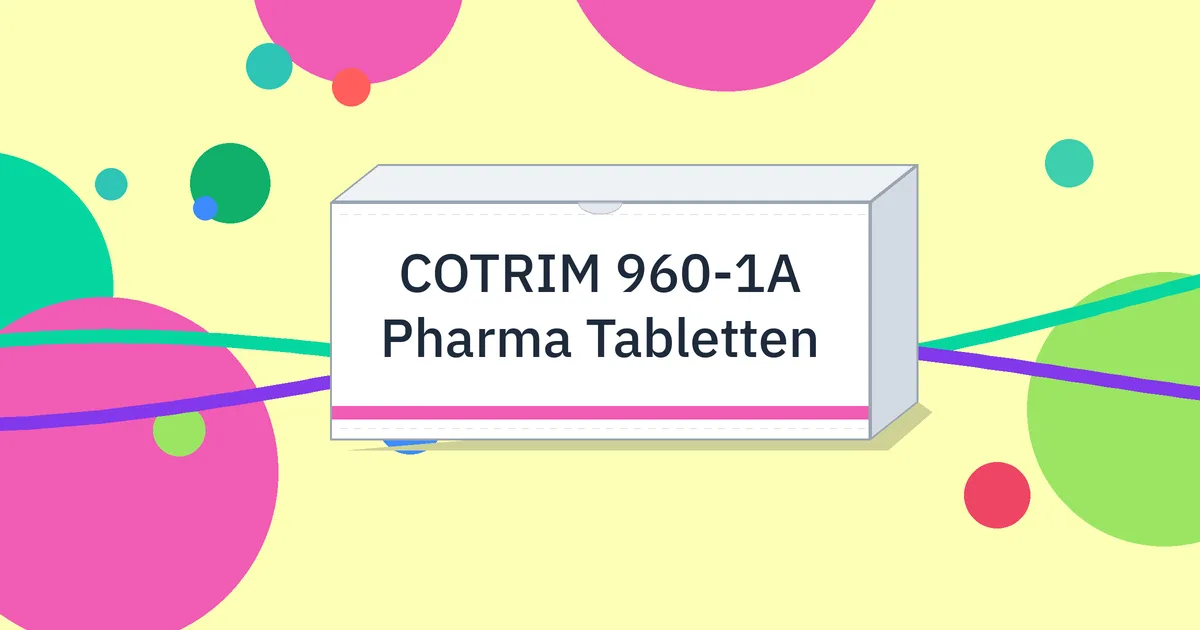 Symbolbild: Packung mit der Aufschrift COTRIM 960-1A Pharma Tabletten (PZN 01541577) – Verfügbarkeit und Bezug in Apotheken in Frankfurt am Main