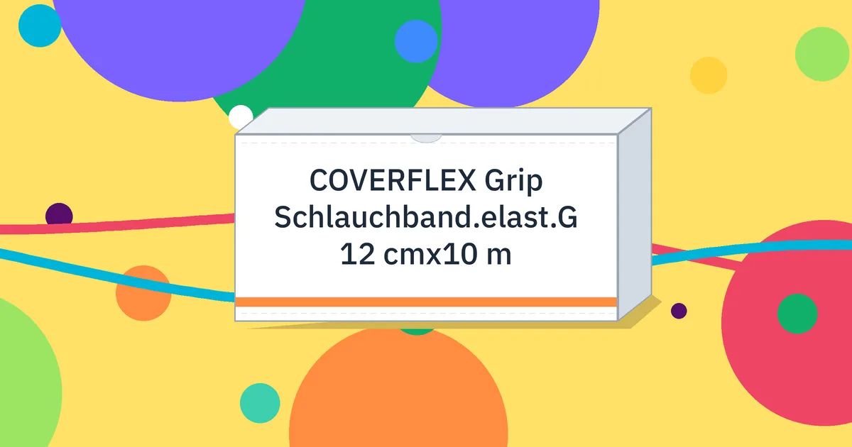 Symbolbild: Packung mit der Aufschrift COVERFLEX Grip Schlauchband.elast.G 12 cmx10 m (PZN 14442173) – Verfügbarkeit und Bezug in Apotheken in Frankfurt am Main