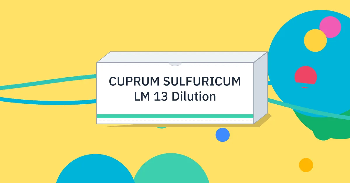 Symbolbild: Packung mit der Aufschrift CUPRUM SULFURICUM LM 13 Dilution (PZN 12839044) – Verfügbarkeit und Bezug in Apotheken in Frankfurt am Main