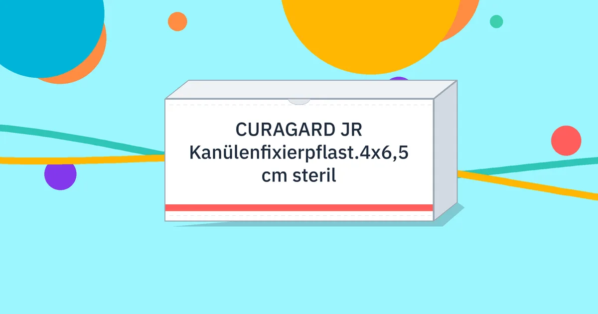 Symbolbild: Packung mit der Aufschrift CURAGARD JR Kanülenfixierpflast.4x6,5 cm steril (PZN 01657759) – Verfügbarkeit und Bezug in Apotheken in Frankfurt am Main