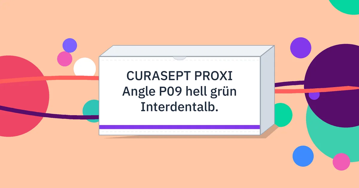 Symbolbild: Packung mit der Aufschrift CURASEPT PROXI Angle P09 hell grün Interdentalb. (PZN 17610228) – Verfügbarkeit und Bezug in Apotheken in Frankfurt am Main