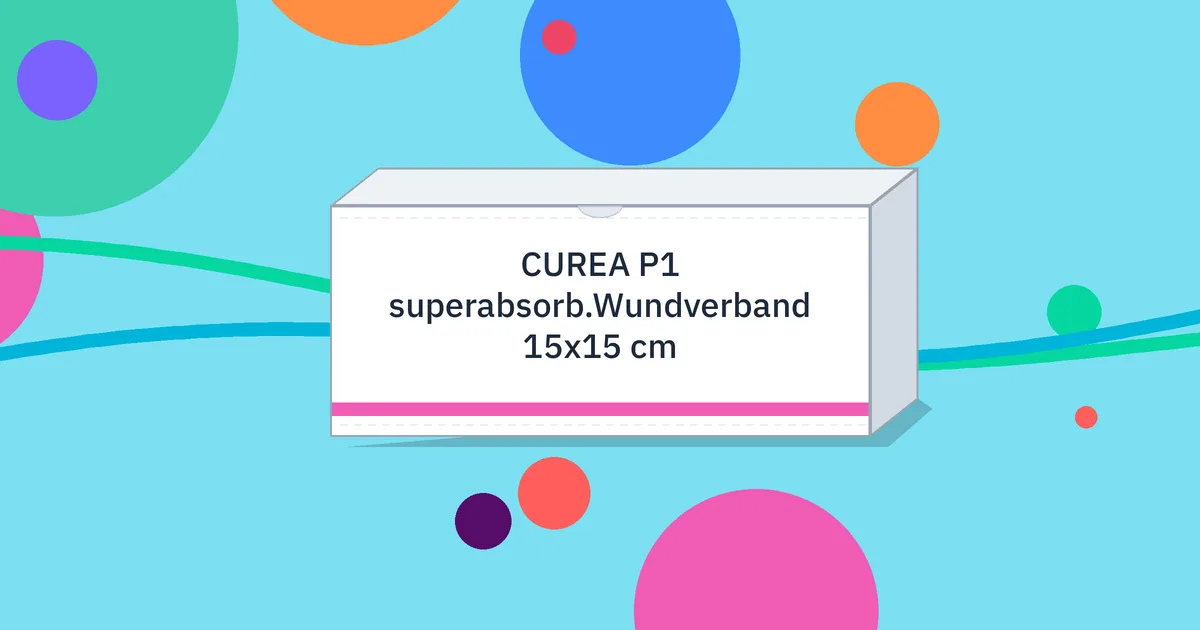 Symbolbild: Packung mit der Aufschrift CUREA P1 superabsorb.Wundverband 15x15 cm (PZN 11114103) – Verfügbarkeit und Bezug in Apotheken in Frankfurt am Main