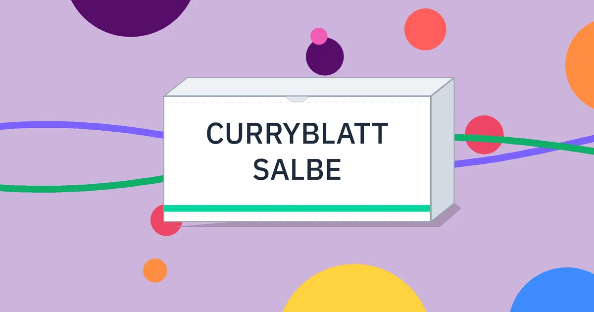 Symbolbild: Packung mit der Aufschrift CURRYBLATT SALBE (PZN 17937722) – Verfügbarkeit und Bezug in Apotheken in Frankfurt am Main