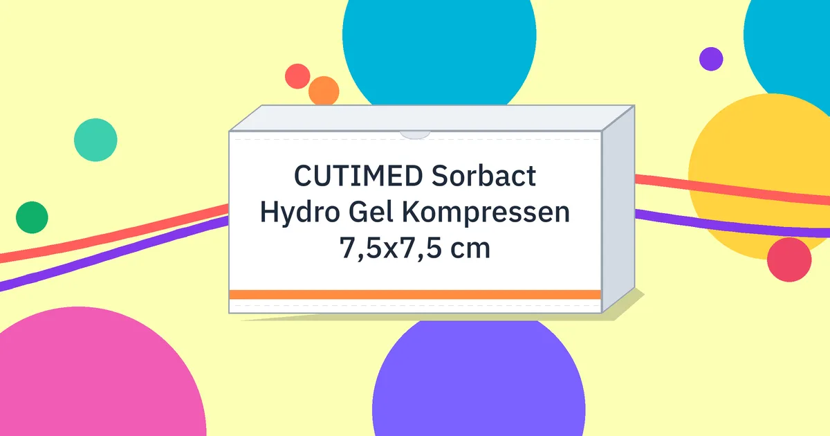 Symbolbild: Packung mit der Aufschrift CUTIMED Sorbact Hydro Gel Kompressen 7,5x7,5 cm (PZN 20419758) – Verfügbarkeit und Bezug in Apotheken in Frankfurt am Main