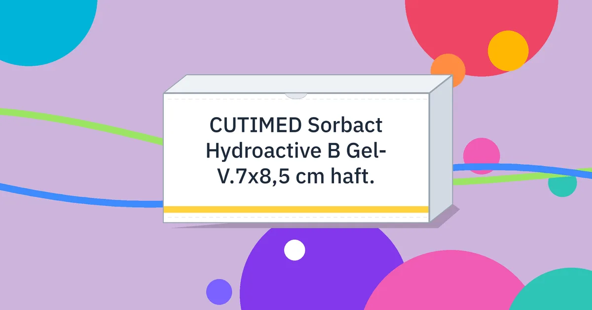 Symbolbild: Packung mit der Aufschrift CUTIMED Sorbact Hydroactive B Gel-V.7x8,5 cm haft. (PZN 15590792) – Verfügbarkeit und Bezug in Apotheken in Frankfurt am Main