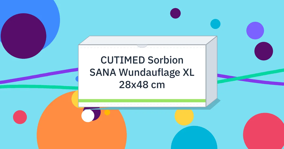 Symbolbild: Packung mit der Aufschrift CUTIMED Sorbion SANA Wundauflage XL 28x48 cm (PZN 18084339) – Verfügbarkeit und Bezug in Apotheken in Frankfurt am Main