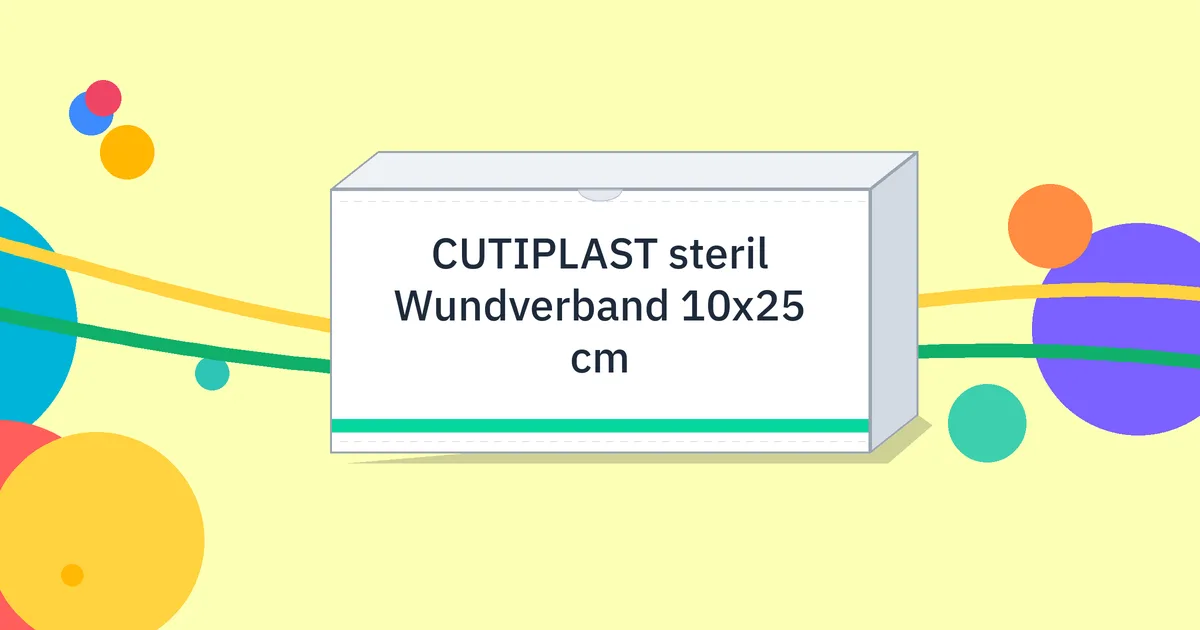 Symbolbild: Packung mit der Aufschrift CUTIPLAST steril Wundverband 10x25 cm (PZN 14021537) – Verfügbarkeit und Bezug in Apotheken in Frankfurt am Main