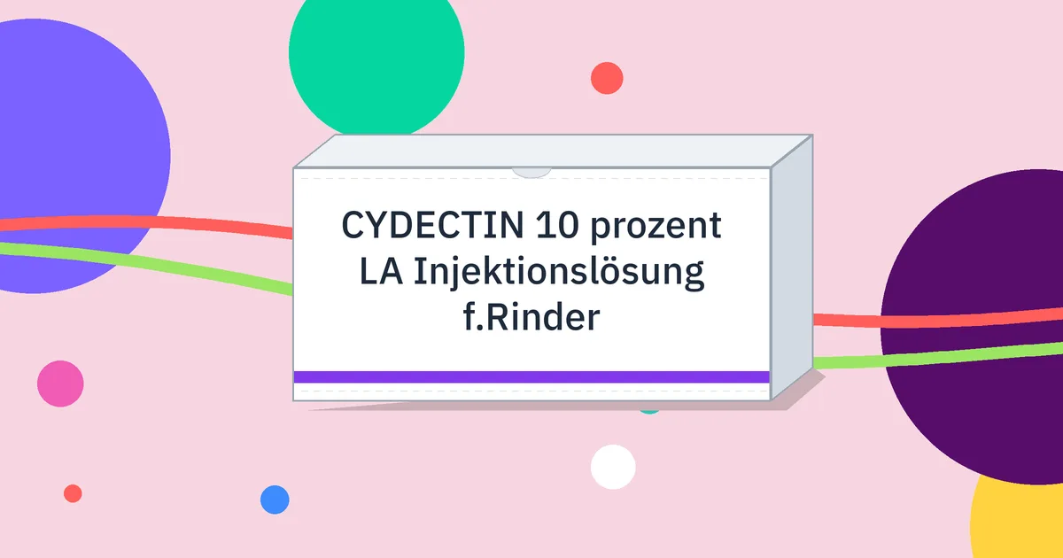 Symbolbild: Packung mit der Aufschrift CYDECTIN 10 prozent LA Injektionslösung f.Rinder (PZN 07726941) – Verfügbarkeit und Bezug in Apotheken in Frankfurt am Main