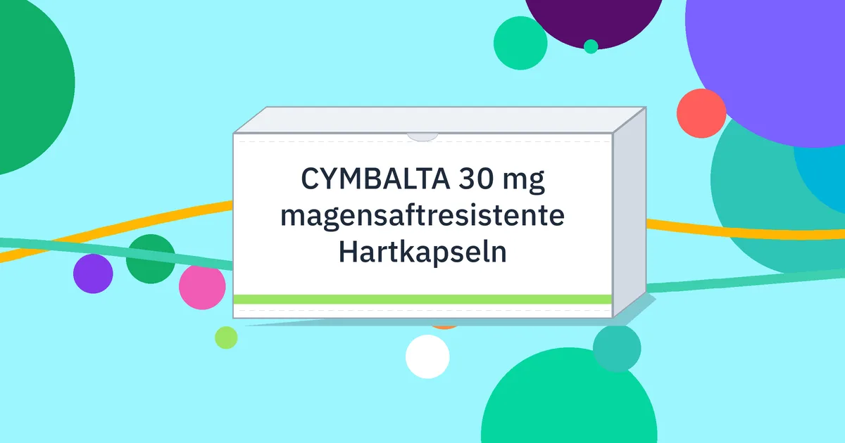 Symbolbild: Packung mit der Aufschrift CYMBALTA 30 mg magensaftresistente Hartkapseln (PZN 06439033) – Verfügbarkeit und Bezug in Apotheken in Frankfurt am Main