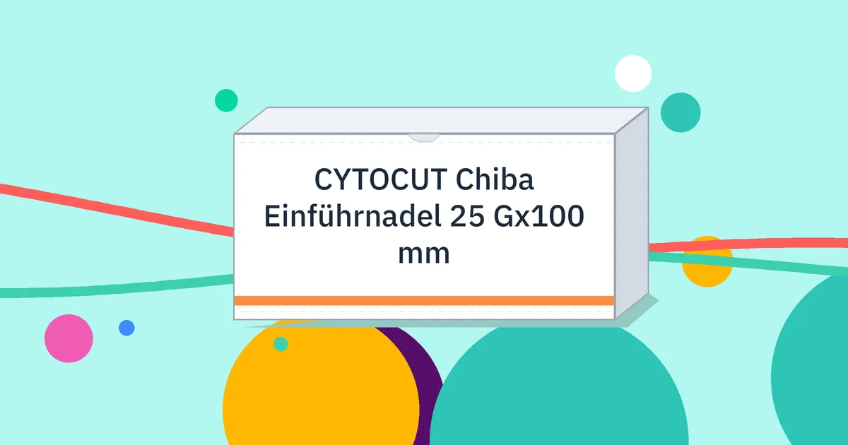 Symbolbild: Packung mit der Aufschrift CYTOCUT Chiba Einführnadel 25 Gx100 mm (PZN 16919745) – Verfügbarkeit und Bezug in Apotheken in Frankfurt am Main