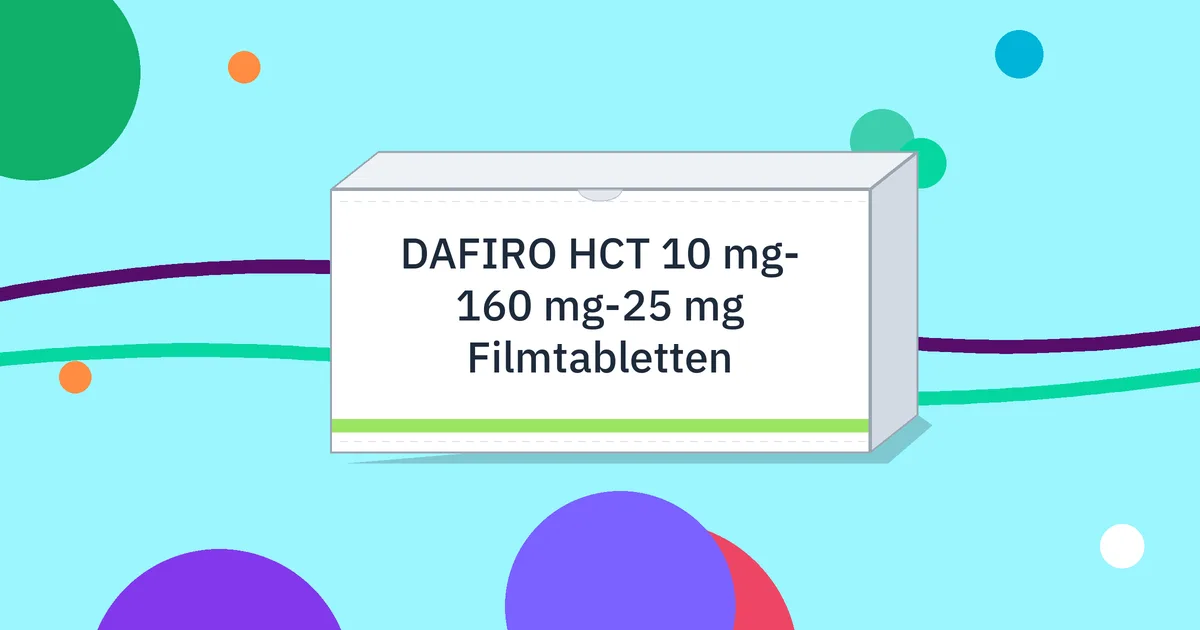 Symbolbild: Packung mit der Aufschrift DAFIRO HCT 10 mg-160 mg-25 mg Filmtabletten (PZN 11151446) – Verfügbarkeit und Bezug in Apotheken in Frankfurt am Main