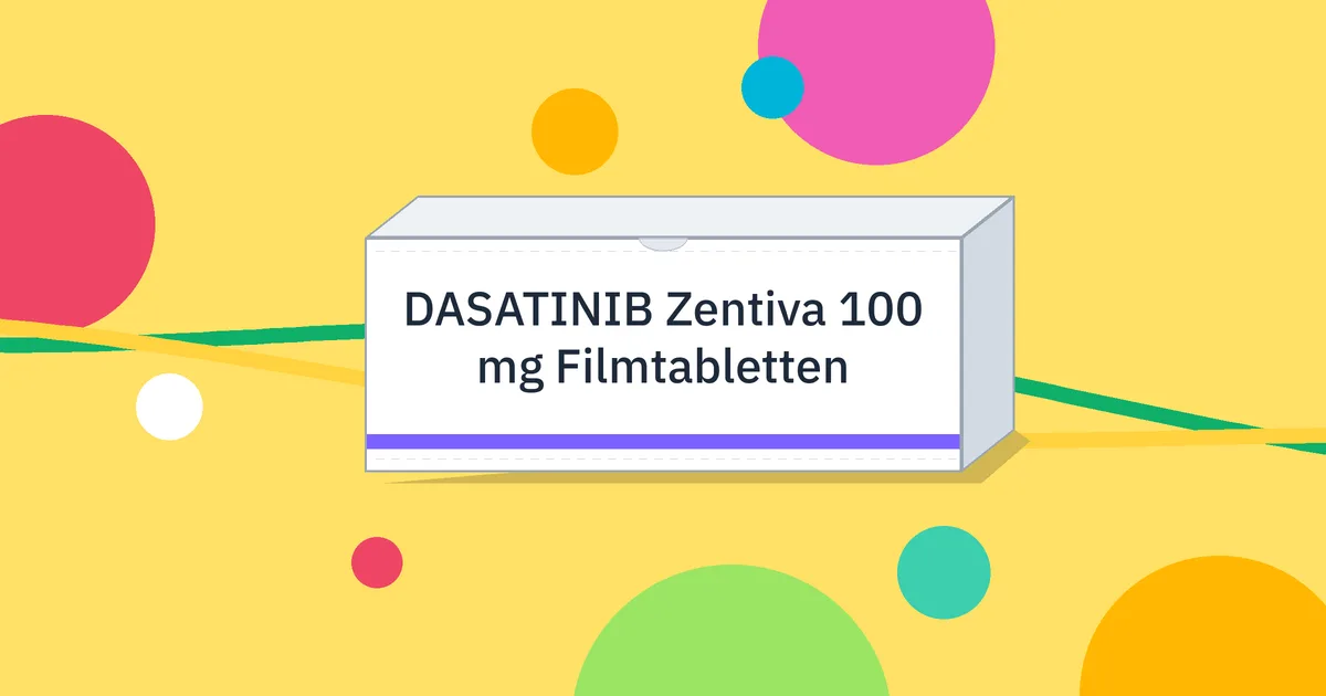 Symbolbild: Packung mit der Aufschrift DASATINIB Zentiva 100 mg Filmtabletten (PZN 20194029) – Verfügbarkeit und Bezug in Apotheken in Frankfurt am Main
