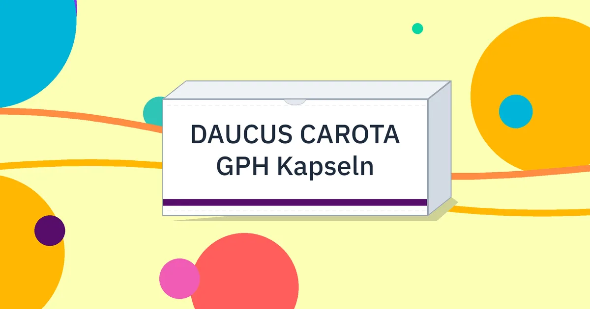 Symbolbild: Packung mit der Aufschrift DAUCUS CAROTA GPH Kapseln (PZN 09323756) – Verfügbarkeit und Bezug in Apotheken in Frankfurt am Main