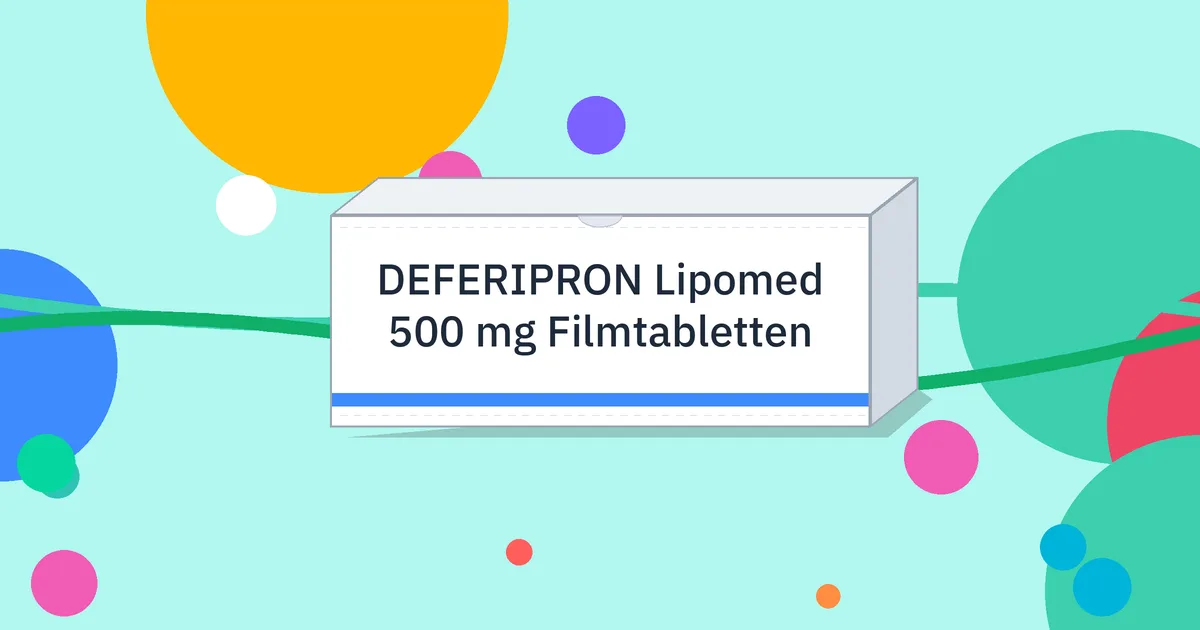Symbolbild: Packung mit der Aufschrift DEFERIPRON Lipomed 500 mg Filmtabletten (PZN 15196351) – Verfügbarkeit und Bezug in Apotheken in Frankfurt am Main