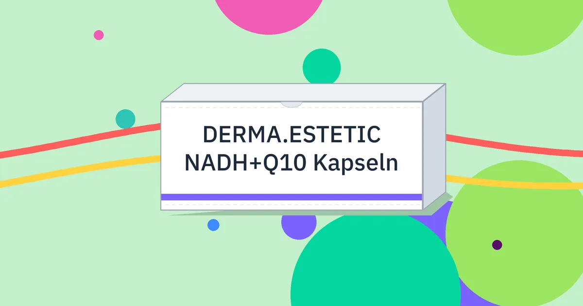 Symbolbild: Packung mit der Aufschrift DERMA.ESTETIC NADH+Q10 Kapseln (PZN 16578698) – Verfügbarkeit und Bezug in Apotheken in Frankfurt am Main