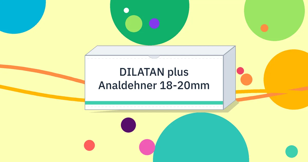 Symbolbild: Packung mit der Aufschrift DILATAN plus Analdehner 18-20mm (PZN 03372386) – Verfügbarkeit und Bezug in Apotheken in Frankfurt am Main