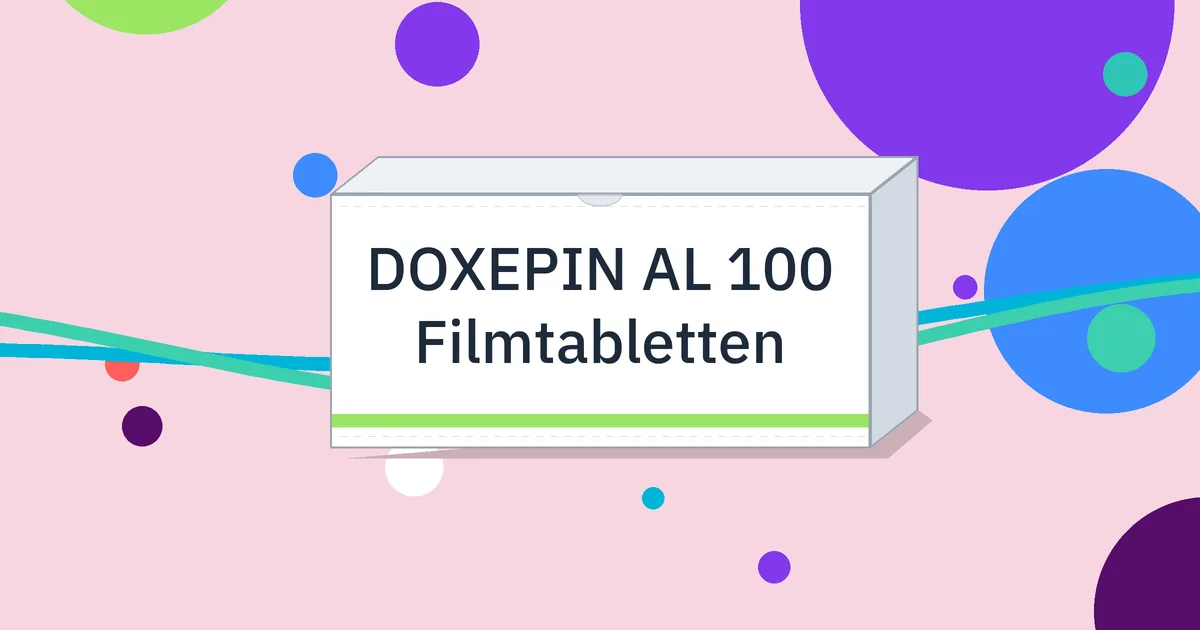 Symbolbild: Packung mit der Aufschrift DOXEPIN AL 100 Filmtabletten (PZN 00461706) – Verfügbarkeit und Bezug in Apotheken in Frankfurt am Main