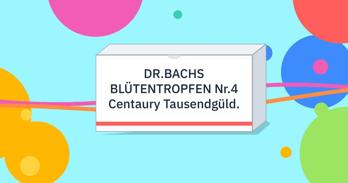 Symbolbild: Packung mit der Aufschrift DR.BACHS BLÜTENTROPFEN Nr.4 Centaury Tausendgüld. (PZN 17193322) – Verfügbarkeit und Bezug in Apotheken in Frankfurt am Main