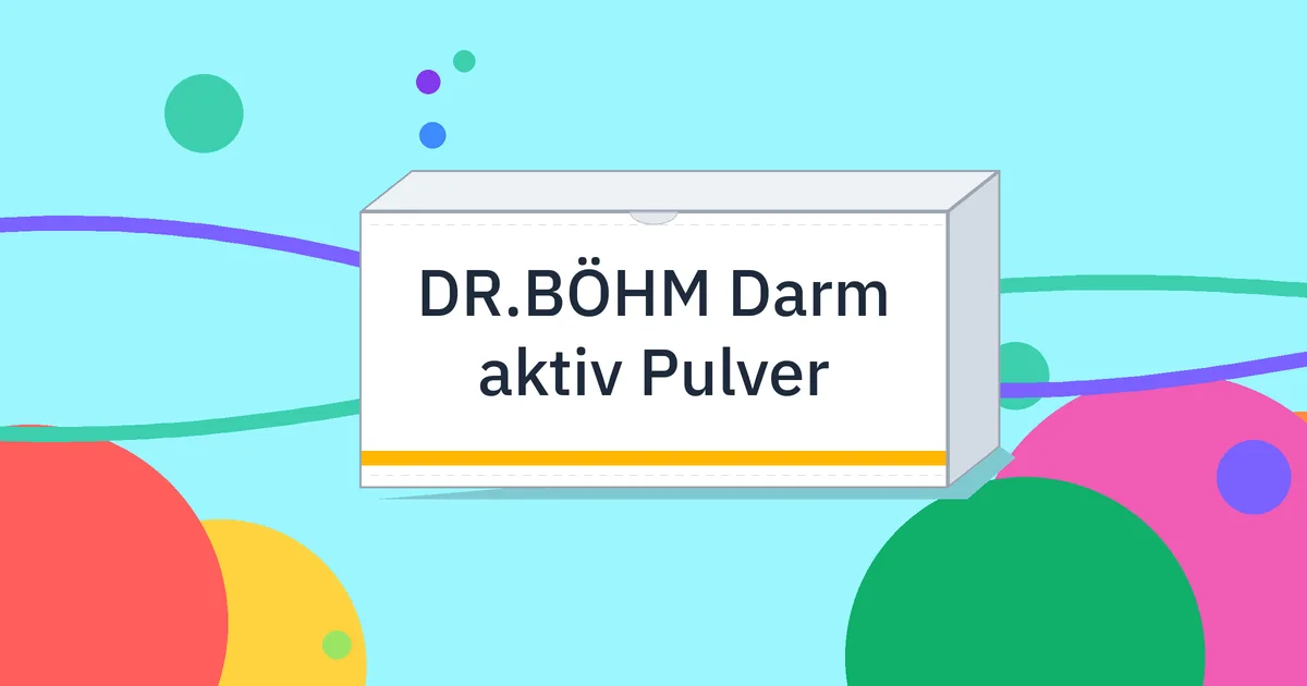 Symbolbild: Packung mit der Aufschrift DR.BÖHM Darm aktiv Pulver (PZN 19251696) – Verfügbarkeit und Bezug in Apotheken in Frankfurt am Main