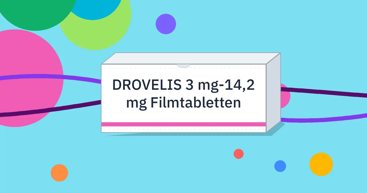 Symbolbild: Packung mit der Aufschrift DROVELIS 3 mg-14,2 mg Filmtabletten (PZN 17293236) – Verfügbarkeit und Bezug in Apotheken in Frankfurt am Main
