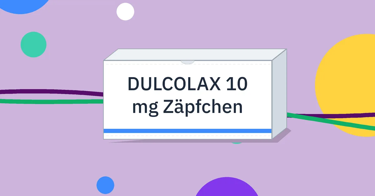 Symbolbild: Packung mit der Aufschrift DULCOLAX 10 mg Zäpfchen (PZN 15584610) – Verfügbarkeit und Bezug in Apotheken in Frankfurt am Main