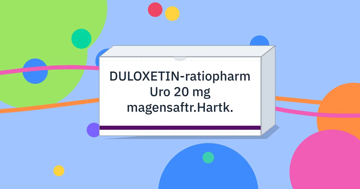 Symbolbild: Packung mit der Aufschrift DULOXETIN-ratiopharm Uro 20 mg magensaftr.Hartk. (PZN 10531135) – Verfügbarkeit und Bezug in Apotheken in Frankfurt am Main