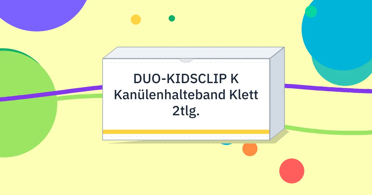 Symbolbild: Packung mit der Aufschrift DUO-KIDSCLIP K Kanülenhalteband Klett 2tlg. (PZN 16873813) – Verfügbarkeit und Bezug in Apotheken in Frankfurt am Main