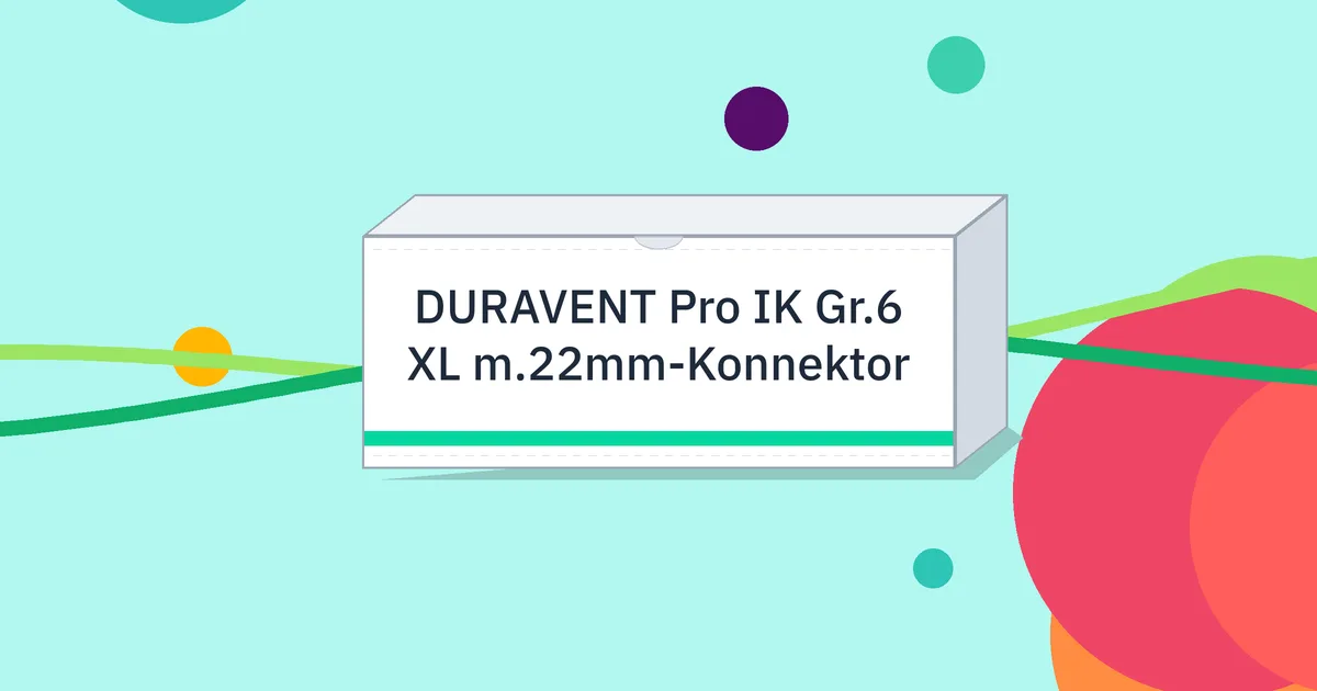 Symbolbild: Packung mit der Aufschrift DURAVENT Pro IK Gr.6 XL m.22mm-Konnektor (PZN 19243372) – Verfügbarkeit und Bezug in Apotheken in Frankfurt am Main