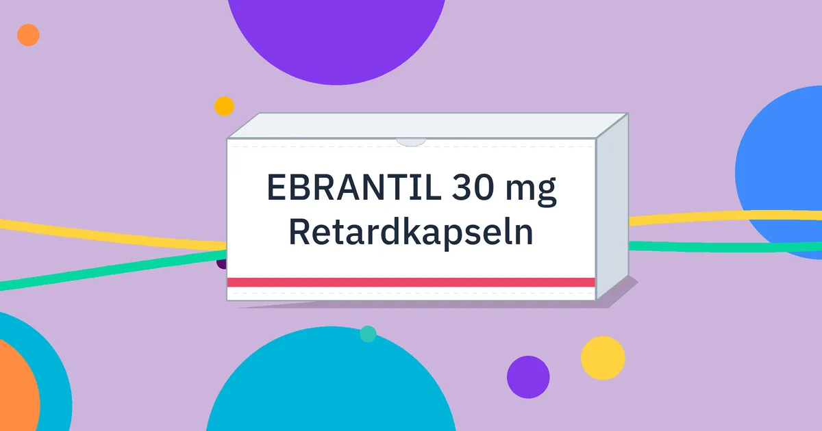 Symbolbild: Packung mit der Aufschrift EBRANTIL 30 mg Retardkapseln (PZN 01043603) – Verfügbarkeit und Bezug in Apotheken in Frankfurt am Main