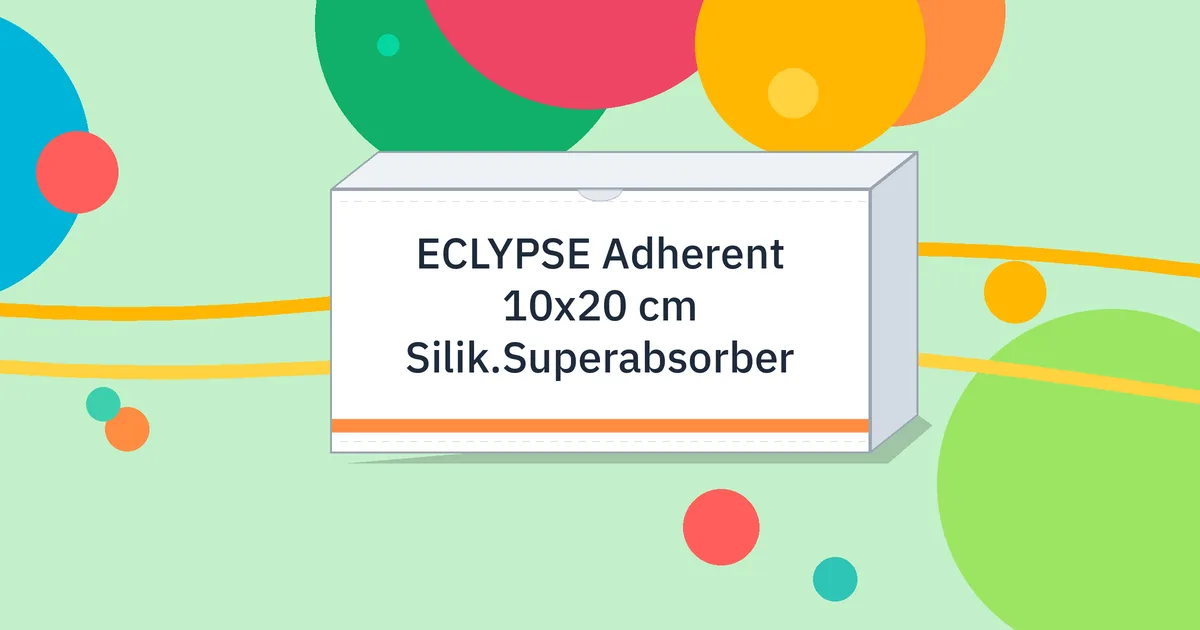 Symbolbild: Packung mit der Aufschrift ECLYPSE Adherent 10x20 cm Silik.Superabsorber (PZN 08840395) – Verfügbarkeit und Bezug in Apotheken in Frankfurt am Main