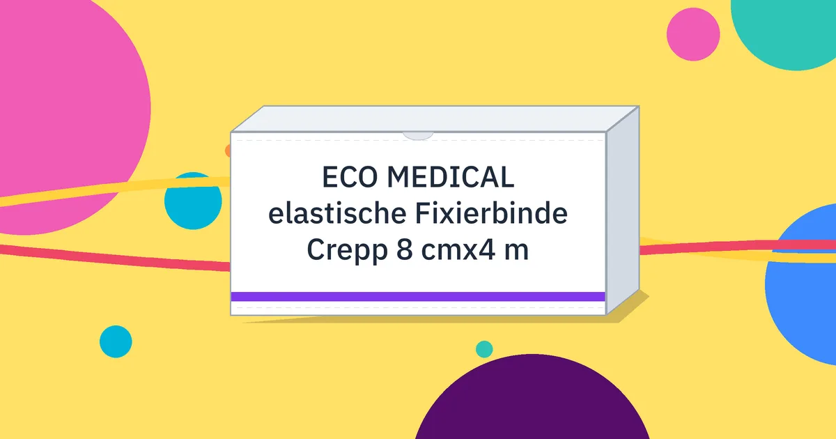 Symbolbild: Packung mit der Aufschrift ECO MEDICAL elastische Fixierbinde Crepp 8 cmx4 m (PZN 00754087) – Verfügbarkeit und Bezug in Apotheken in Frankfurt am Main