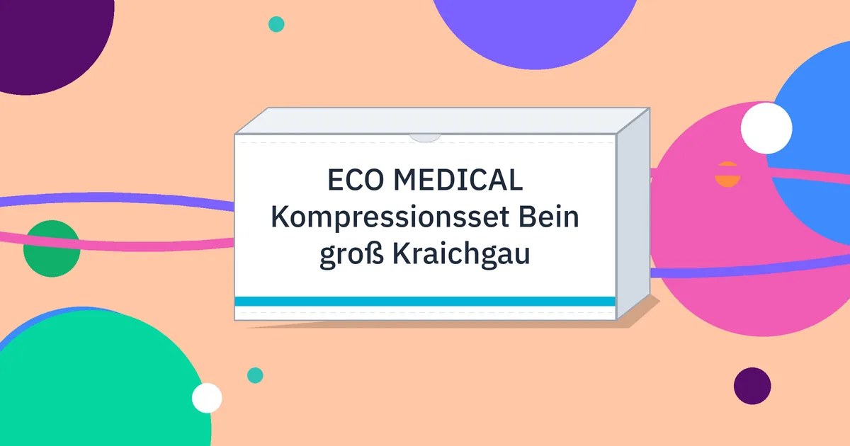 Symbolbild: Packung mit der Aufschrift ECO MEDICAL Kompressionsset Bein groß Kraichgau (PZN 18063946) – Verfügbarkeit und Bezug in Apotheken in Frankfurt am Main