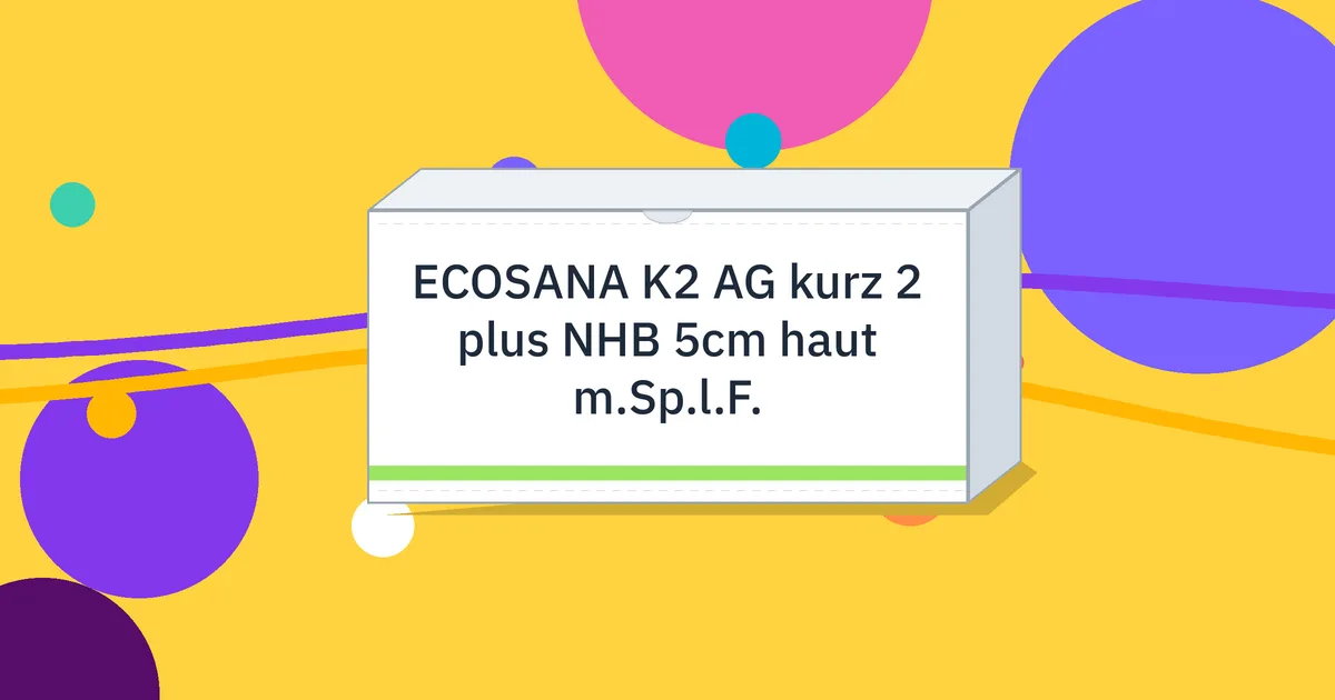 Symbolbild: Packung mit der Aufschrift ECOSANA K2 AG kurz 2 plus NHB 5cm haut m.Sp.l.F. (PZN 10955378) – Verfügbarkeit und Bezug in Apotheken in Frankfurt am Main