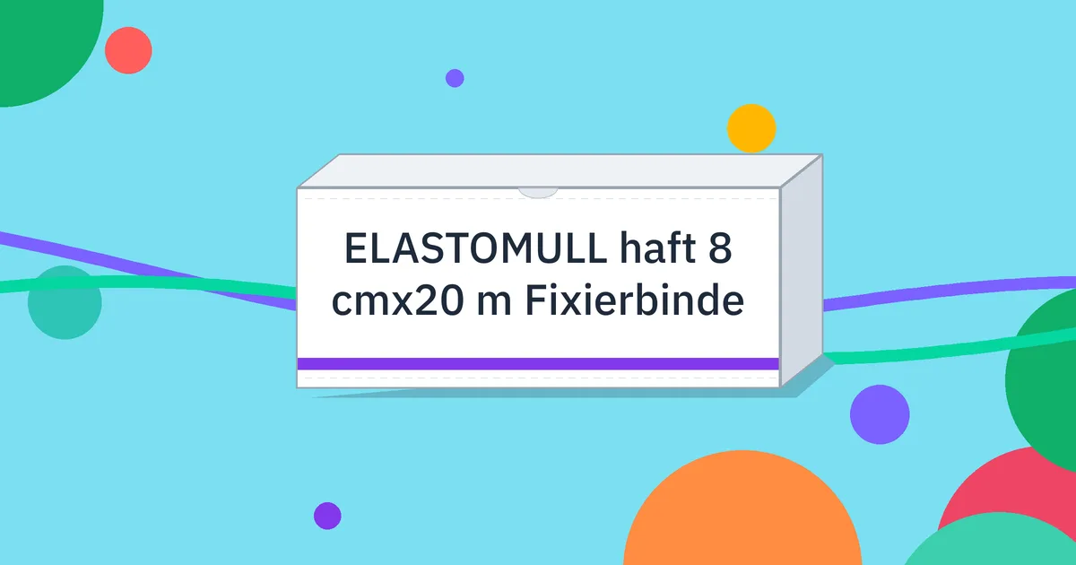 Symbolbild: Packung mit der Aufschrift ELASTOMULL haft 8 cmx20 m Fixierbinde (PZN 19700326) – Verfügbarkeit und Bezug in Apotheken in Frankfurt am Main