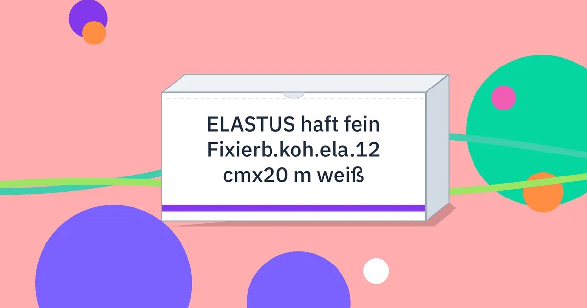 Symbolbild: Packung mit der Aufschrift ELASTUS haft fein Fixierb.koh.ela.12 cmx20 m weiß (PZN 01668533) – Verfügbarkeit und Bezug in Apotheken in Frankfurt am Main