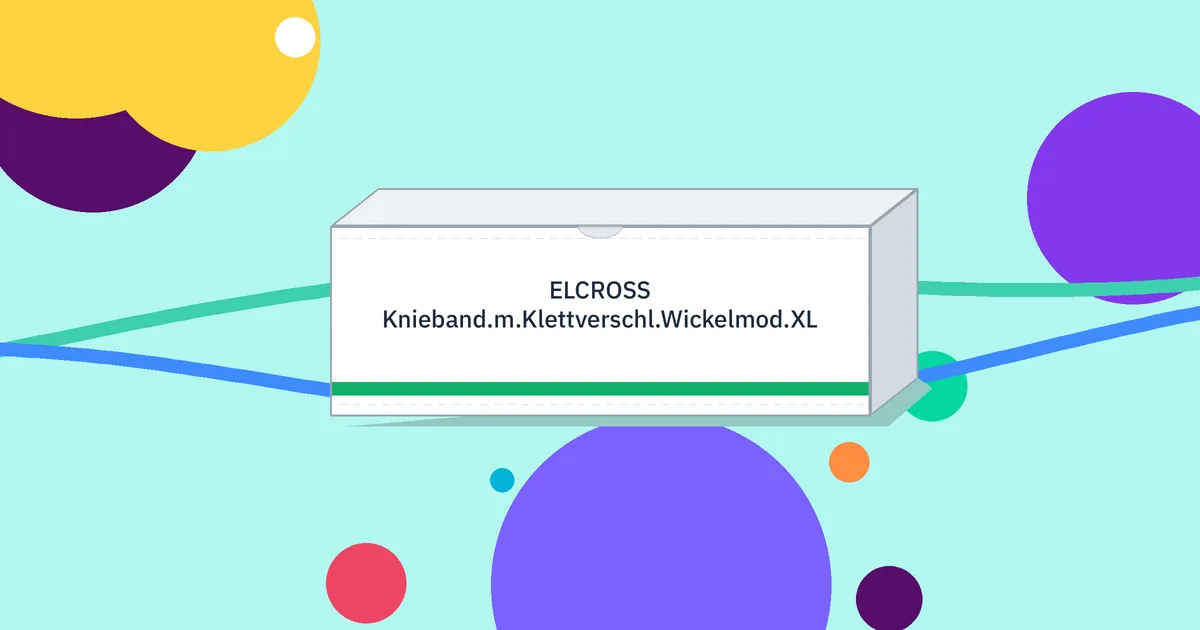 Symbolbild: Packung mit der Aufschrift ELCROSS Knieband.m.Klettverschl.Wickelmod.XL (PZN 06432410) – Verfügbarkeit und Bezug in Apotheken in Frankfurt am Main