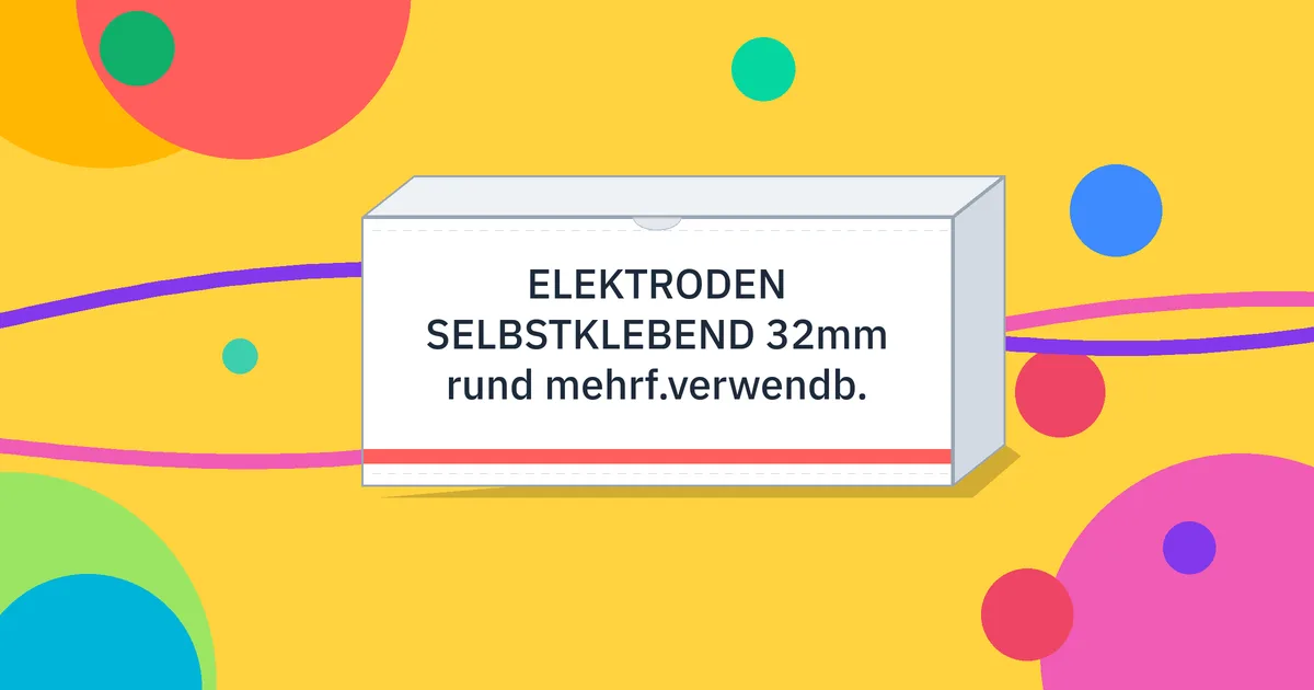 Symbolbild: Packung mit der Aufschrift ELEKTRODEN SELBSTKLEBEND 32mm rund mehrf.verwendb. (PZN 00792768) – Verfügbarkeit und Bezug in Apotheken in Frankfurt am Main