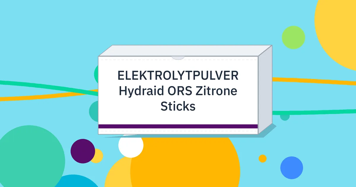 Symbolbild: Packung mit der Aufschrift ELEKTROLYTPULVER Hydraid ORS Zitrone Sticks (PZN 18492618) – Verfügbarkeit und Bezug in Apotheken in Frankfurt am Main